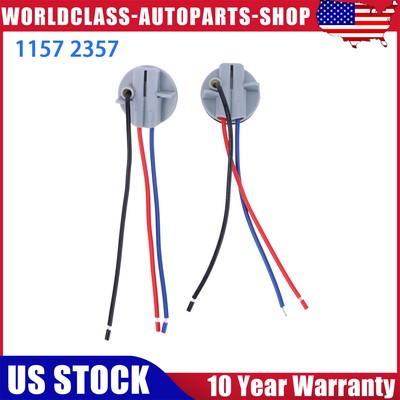2PCS 1157 2357 LED Pig Tail Plug Stop Brake Turn Light Bulb Socket ...