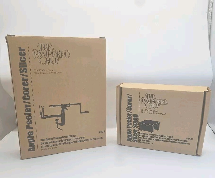 The Pampered Chef 2430 Apple Peeler Corer Slicer And 2435 Slicer Stand ...