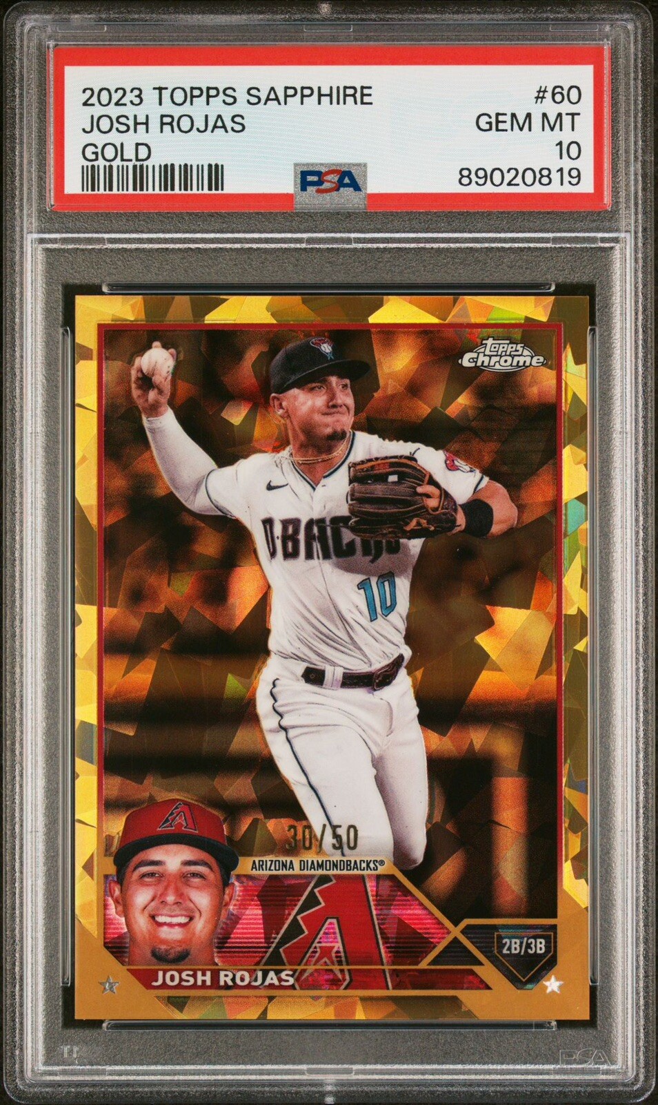 2023 Topps Chrome Sapphire Josh Rojas Arizona Diamondbacks Gold /50 PSA ...