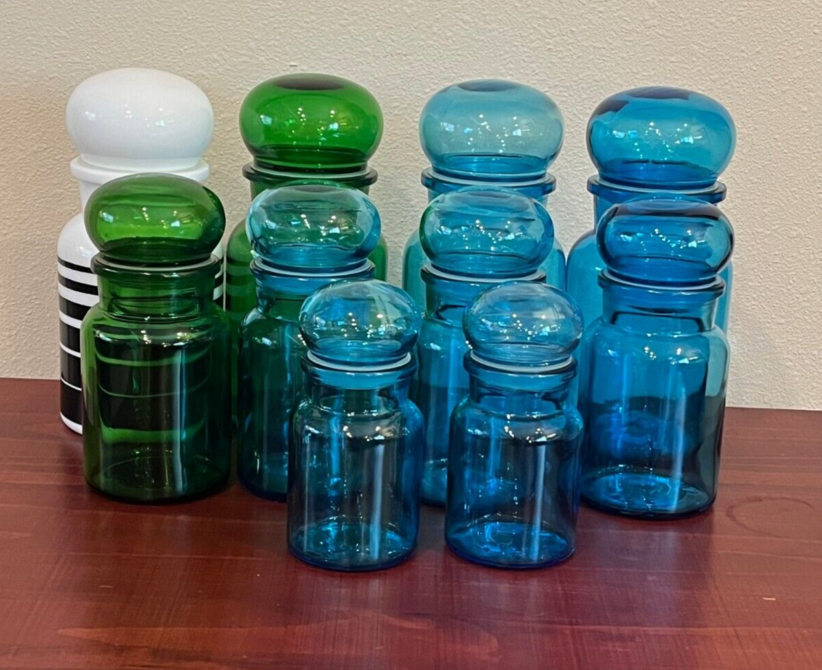 Vintage Belgian Bubble Top Apothecary Glass Jars - SET OF 10 | eBay