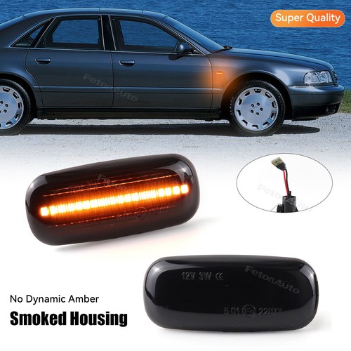 Smoked LED Side Marker Turn Single Lights Amber For Audi A3 S3 A4 8L A8 ...