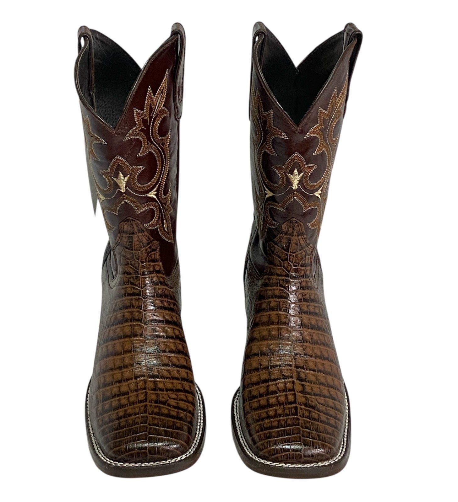 CABALLO DORADO MEN'S BROWN CAIMAN BELLY LEATHER WESTERN EXOTIC COWBOY ...
