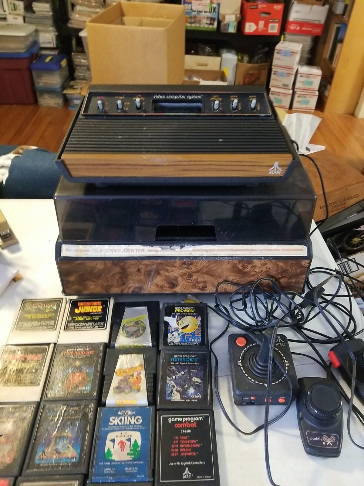 Atari 2600 Console Game Lot Video Game Center Paddles Joystick 16 Games ...