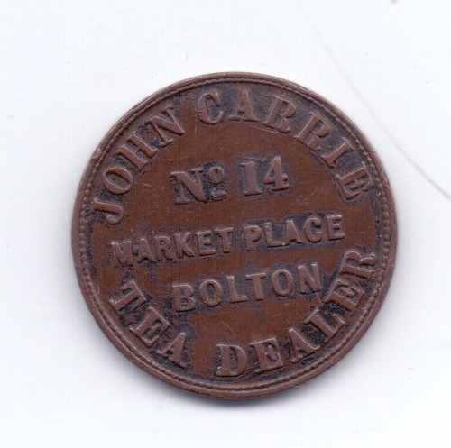 Copper Farthing Advertising Token 19th Century John Carrie Tea Dealer ...