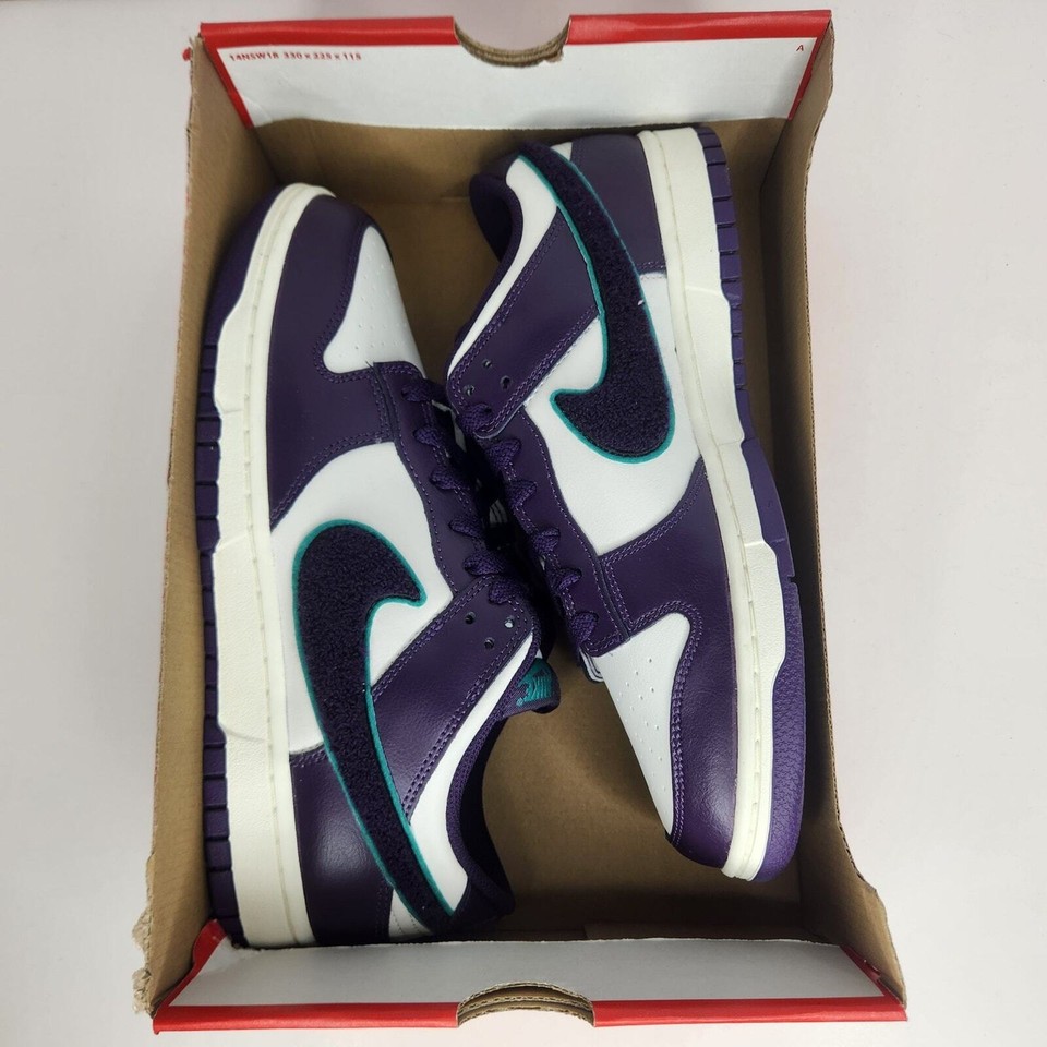 Nike Dunk Low Purple Fuzzy Swoosh Size 10.5 Men | eBay