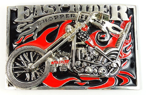 Large Motorcycle Belt Buckle Easy Rider Chopper Bike Biker Black Red ...