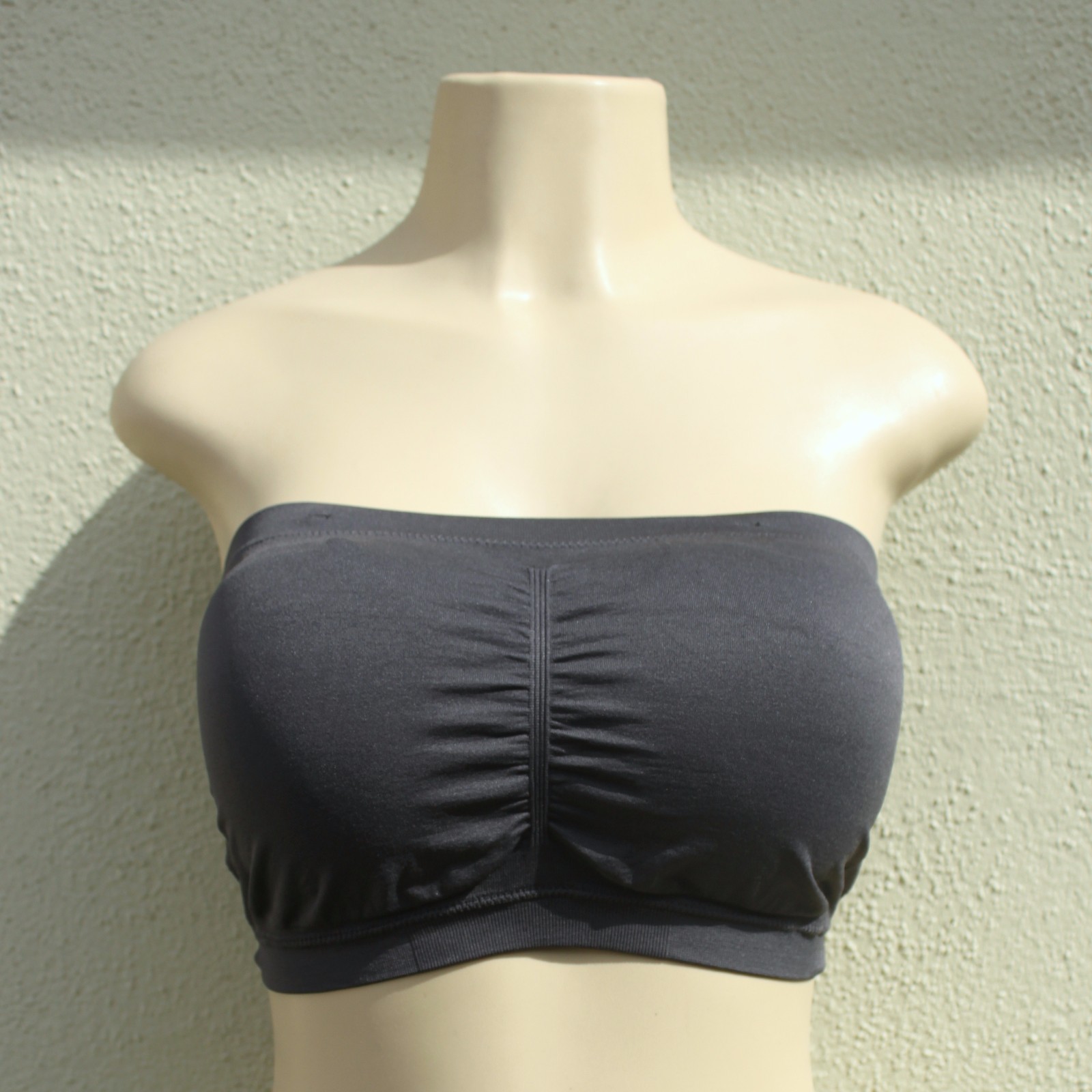 PLUS SIZE Basic Seamless Built-In Bra Bandeau Black White Grey Taupe NT ...