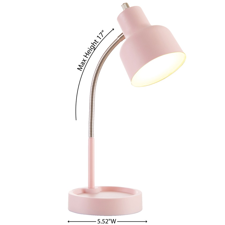 Mainstays LED Desk Lamp with Catch-All Base & AC Outlet, Matte Blush ...