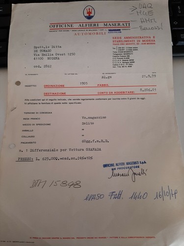 FORD GRANADA , ORIGINAL INVOICE 1979s MASERATI./ De Tomaso | eBay
