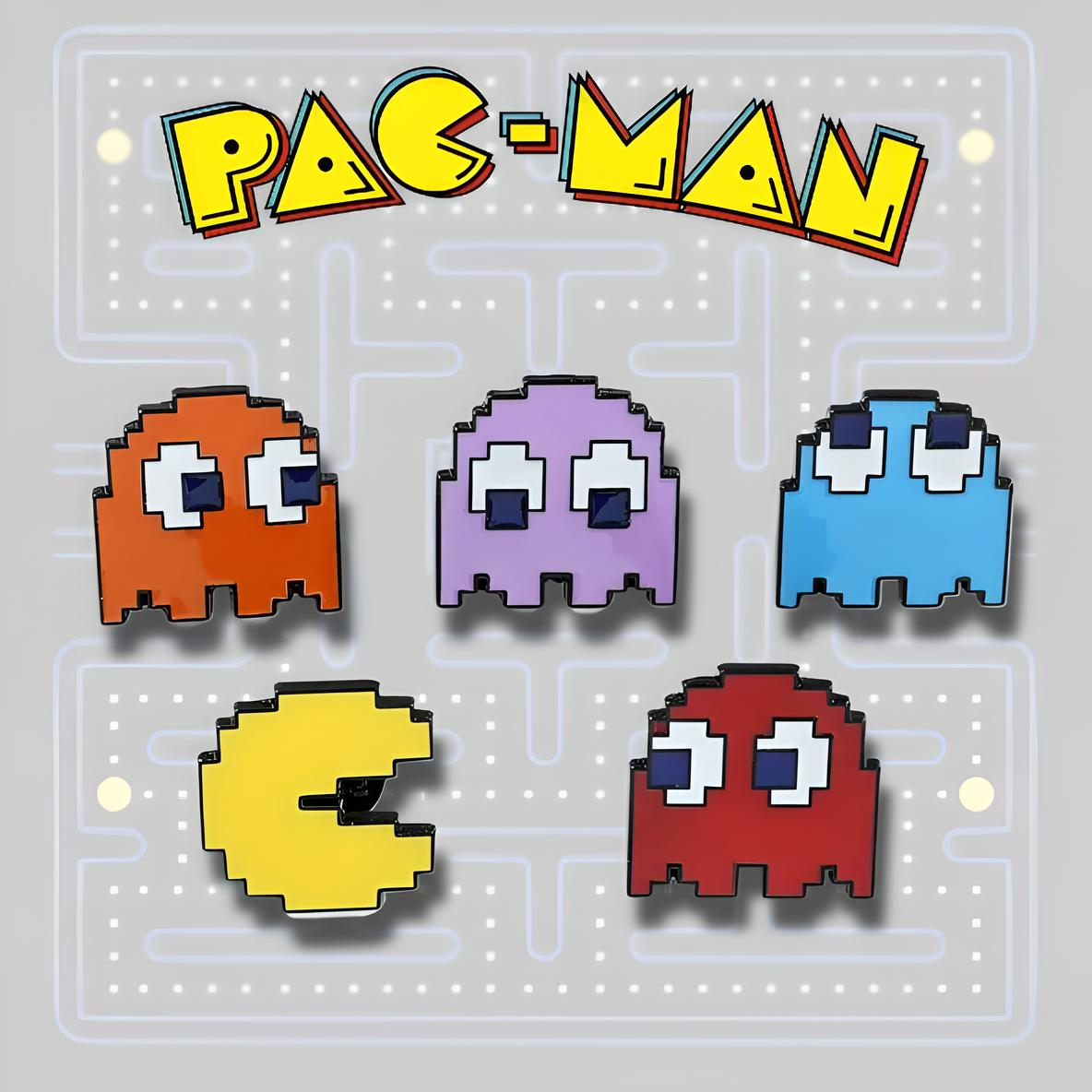 PAC-MAN PIN SET (5pcs) Fun Classic Retro Video Game Enamel Lapel Brooch ...