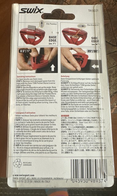 Base Side Bevel File Guide Swix Ski Snowboard Edge Tool 2x2 2012 for ...