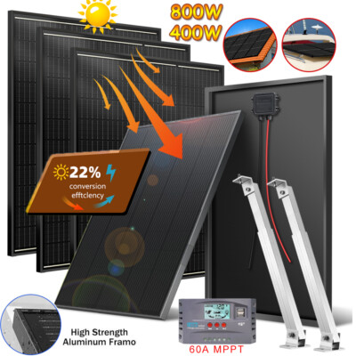 400W Watt 18V Monocrystalline Solar Panel RV Camping Home Off Grid ...