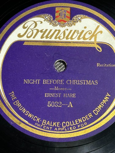 Ernest Hare, Night Before Christmas (10" Shellac 78rpm Phonograph ...
