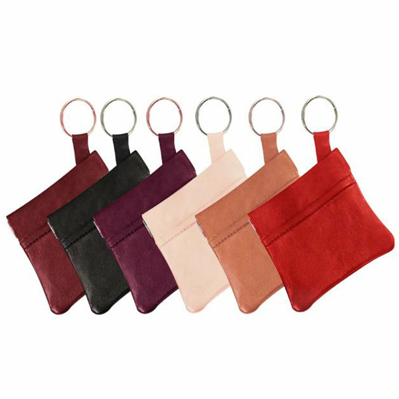 SILVERFEVER Leather Coin Purse Change Holder Squeeze Spring Closure ...