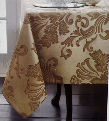 NEW Damask Tan & Gold Tablecloth Oblong 60" x 120” Target CLOTH ...