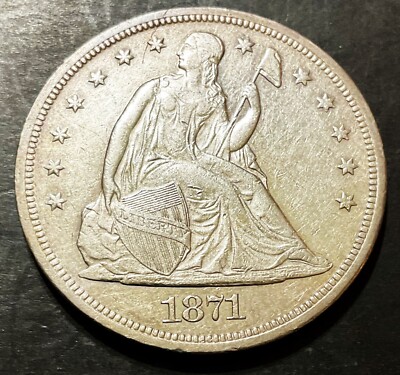 1871-P Seated Liberty Dollar $1 STUNNING coin silver better date b924 ...