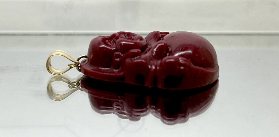 Natural Cinnabar Stone Happy Buddha pendant 10K Real Gold Bail | eBay