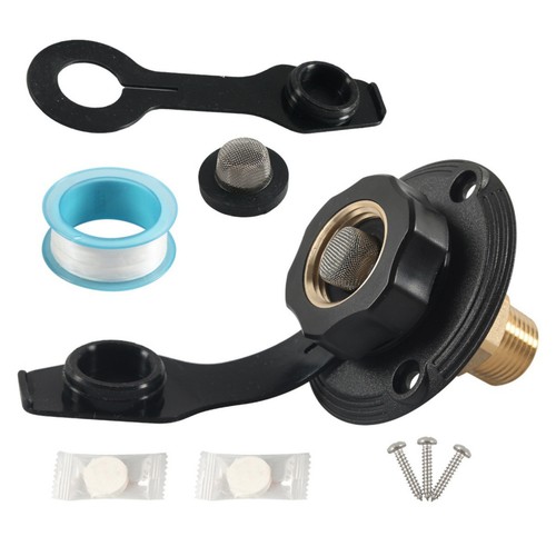 RV City Water Inlet Kit Brass Flange 3/4" GHT 1/2" NPT w/Check Valve ...