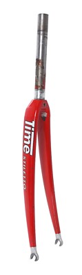 Time Stiletto Carbon Road Bike Fork 1" Threadless 700c QR Red Vintage ...