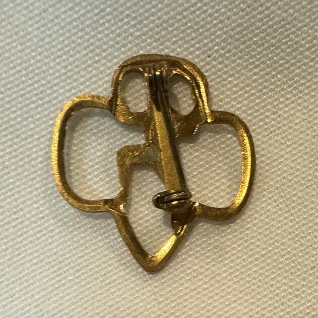 Vtg GSA Girl Scout Brownie Dancing Elf Golden Trefoil Lapel Pin Dancing ...