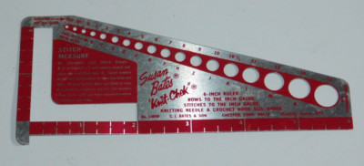 VINTAGE Aluminum Susan Bates 4099 Knit Chek Needle Gauge Stitch Measure ...