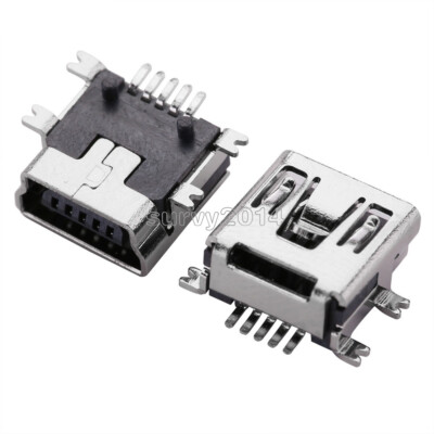 100PCS Mini USB SMD 5 Pin Female Mini B Socket Connector Plug | eBay