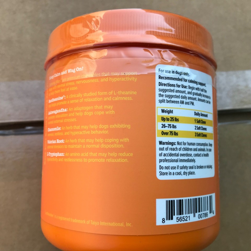 Zesty Paws Calming Bites Dogs Behavior 90 Soft Chews Pet Treats Peanut ...