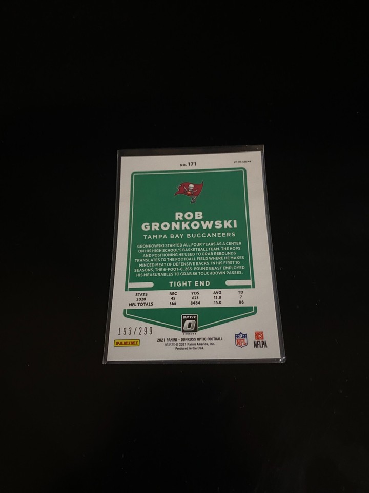 Rob Gronkowski 2021 Donruss Optic Silver Wave Prizm /299 Bucs 171 PWE ...