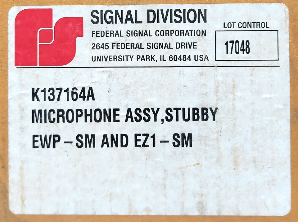 Federal Signal Corp. K137164A Microphone Assy Stubby EWP-SM EZ1-SM | eBay