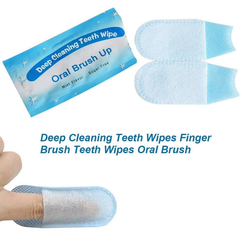 100 Pcs Disposable Textured Deep Cleaning Teeth Wipes Finger Brush ...