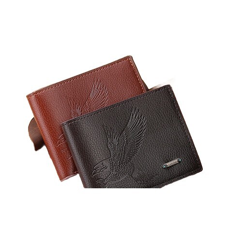 Men's PU Leather Eagle Pattern Short Wallet Multiple Card Slots Purse ...