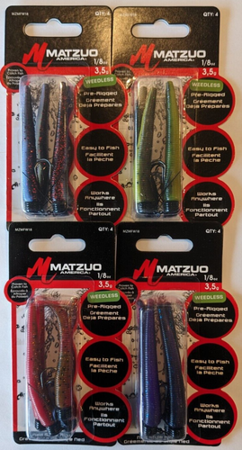 4 - MATZUO Weedless Ned Style Rigs - 4/Pk - 1/8 oz. - Four Popular ...