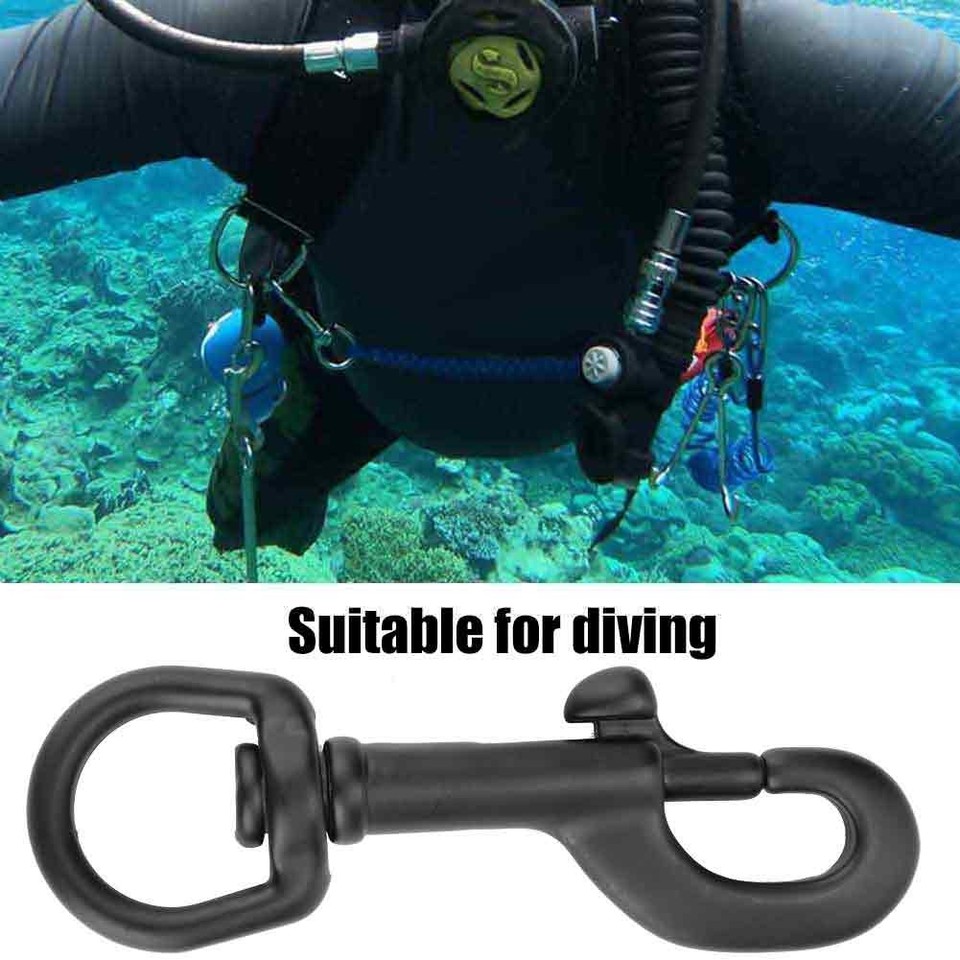 (90MM Black)316 Stainless Steel Single Head Hook Swivel Eye Snap Scuba ...