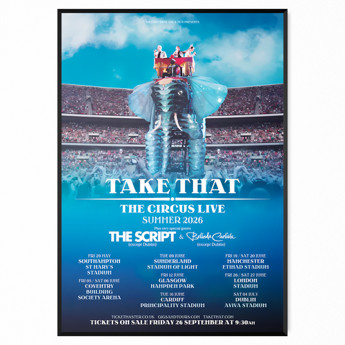 Take That Music Poster The Circus Summer 2026 Promotional Tour Concert ...