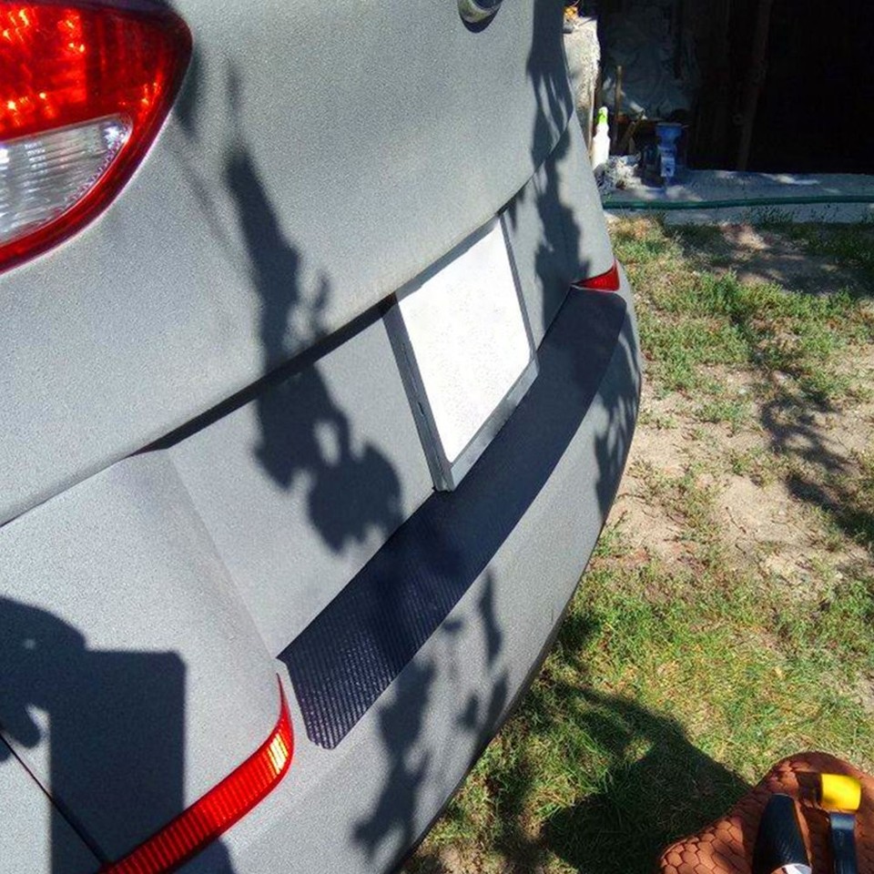 4D Carbon Sticker Rear Fiber Bumper Sill Plate Guard Trunk Protector ...