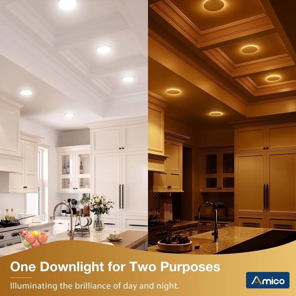 Amico 6 Pack 6 Inch 5CCT LED Recessed Ceiling Light with Night Light ...