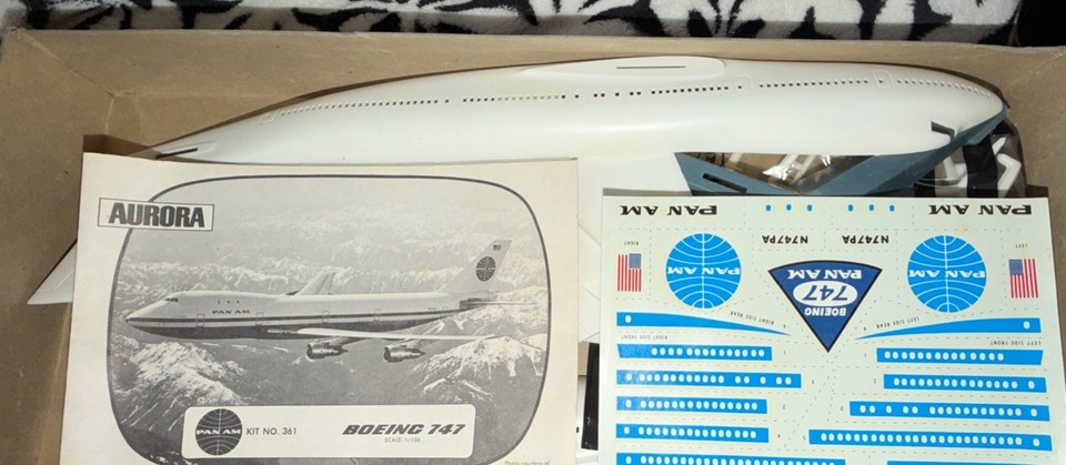Aurora Pan-Am Boeing 747 Jumbo Jet 1/156 Scale Plastic Assembly Kit ...
