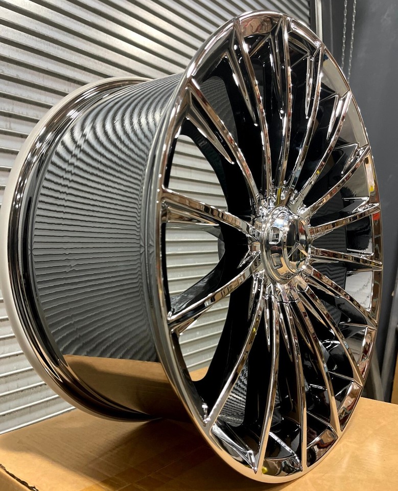 (set 4) 20x8.5 BLACK CHROME AMG MAYBACH STYLE WHEELS RIMS FITS MERCEDES ...