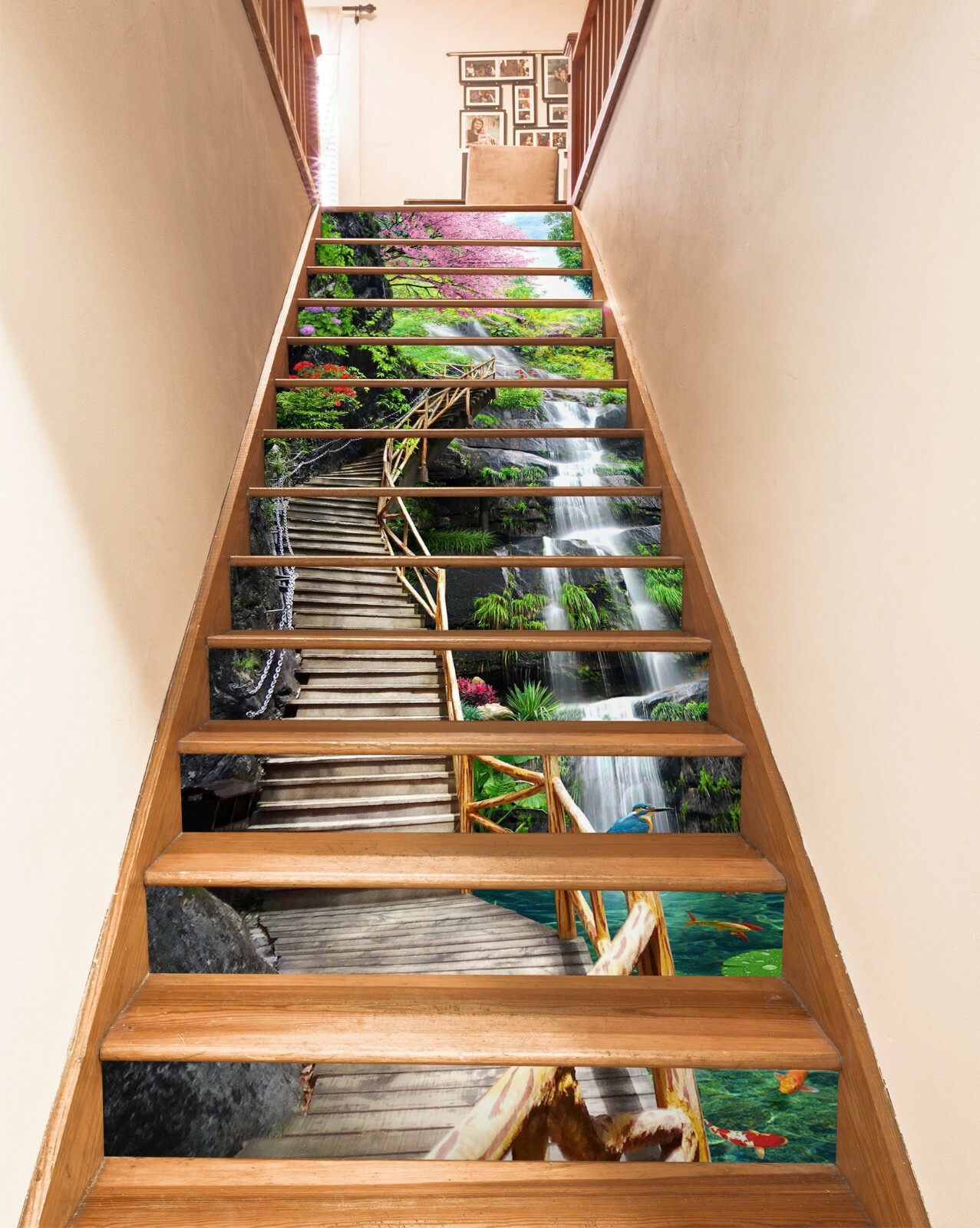 3D Wooden Bridge NA242 Stair Risers Decoration Photo Mural Decal ...