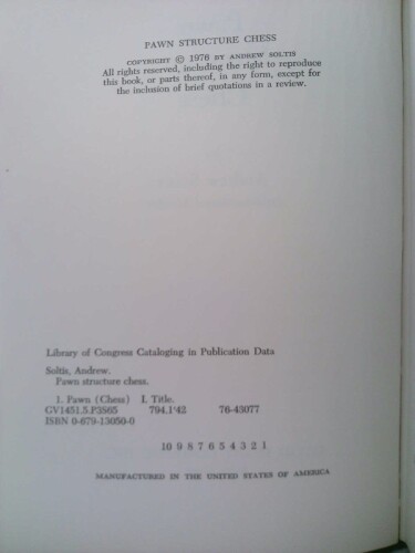 Pawn Structure Chess (1st Ed) by Soltis, Andy 9780679130505 | eBay