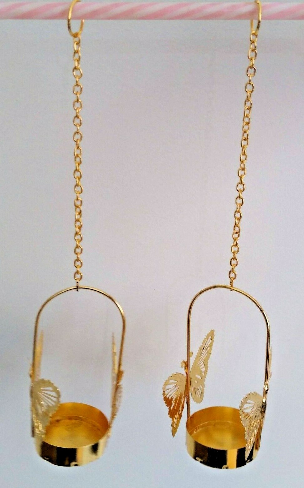 set of 2 Butterfly/Tea light candle holders/Diwali Diya/hand made home ...