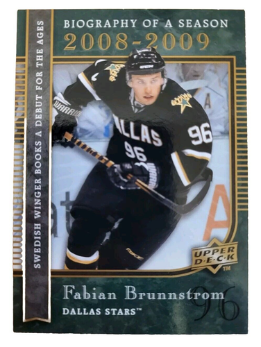2009 Upper Deck Biography Season BS5 Fabian Brunnstro Dallas Stars NHL ...