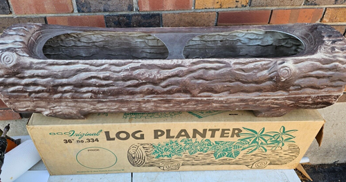 Vintage Beco YULE LOG PLANTER Blow Mold 36” long Rare EUC Poinsettia | eBay
