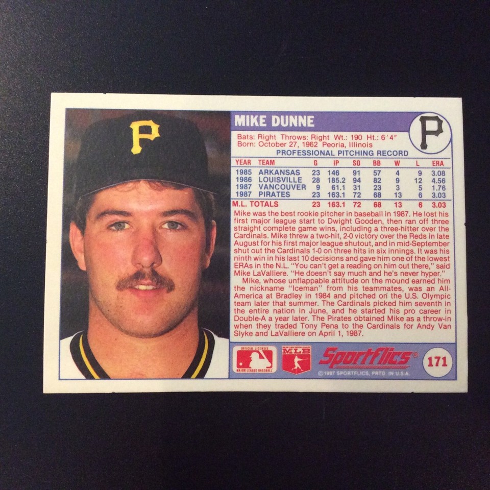 1988 Sportsflics #171 Mike Dunne Pittsburgh Pirates | eBay