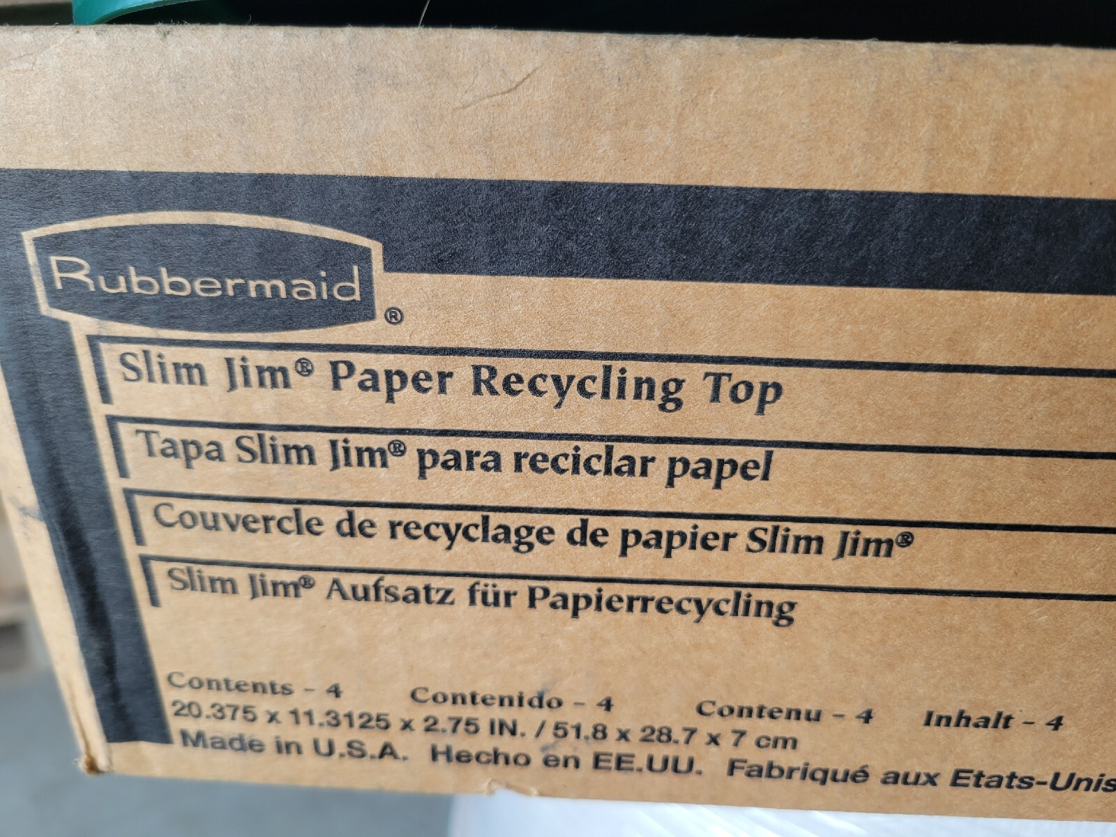 Rubbermaid Slim Jim Paper Recycling Top, 20 3/8 x 11 3/8 x 2 3/4 RCP ...