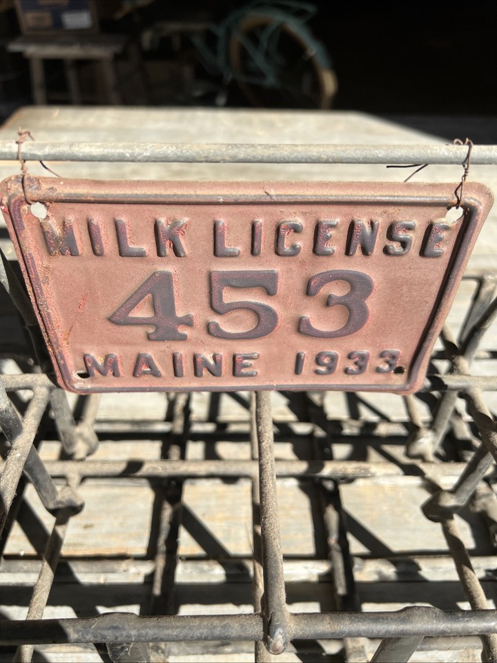 Maine 1933 Milk License Plate # 453 With Original Rubber Coated ...