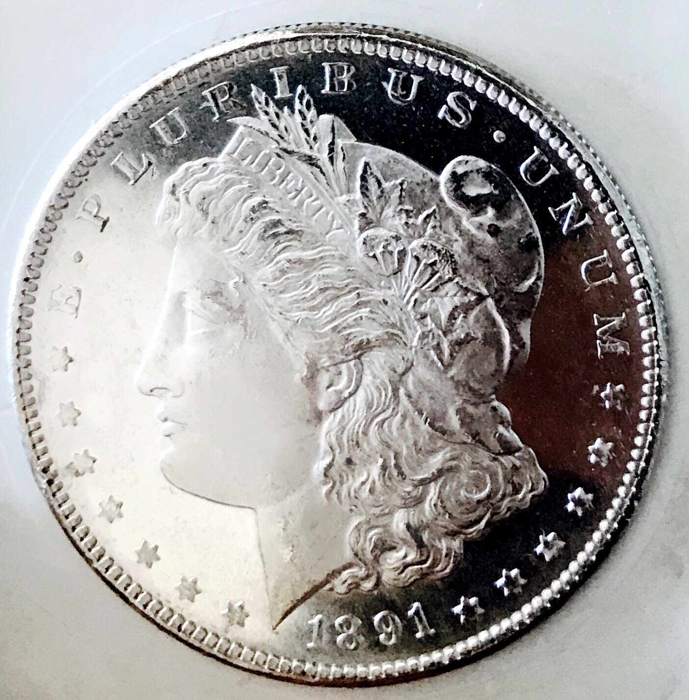1891 S MORGAN DOLLAR! MONSTER CAMEO DMPL$$ SNOW WHITR CAMEO$$ WOW NR ...