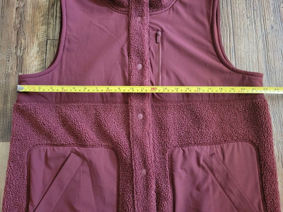 FLX Womens Size L Maroon Burgundy Boucle Mixed Media Snap Front Vest ...
