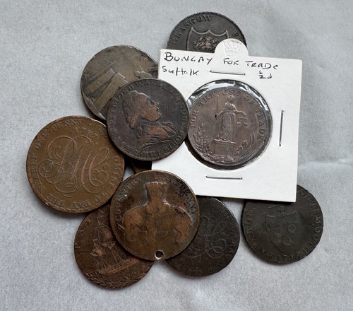 GROUP OF 10 COPPER Conder Tokens, Various Type & Grades 18th Century ...