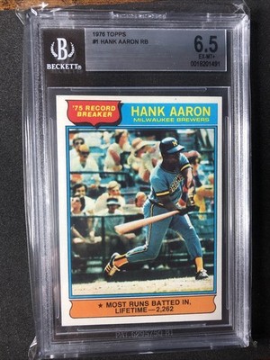 1976 Topps HANK AARON #1 - BGS 6.5 - Milwaukee Brewers - EX-MT | eBay